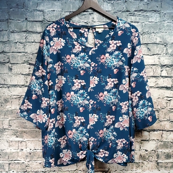 h.i.p. | Tops | 53 Hip Gypsy Boho Cottagecore Blue Floral Blouse | Poshmark